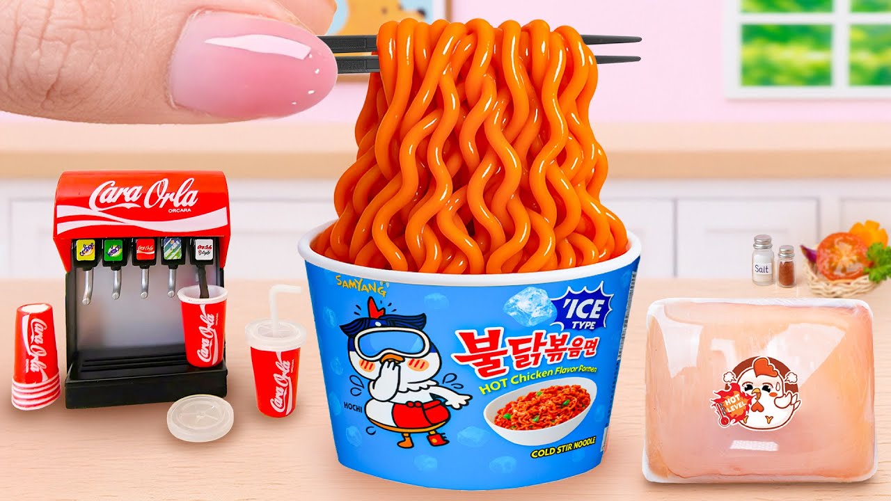 How To Cook Miniature Cold Spicy Ramen with Jelly Chicken Cubes | Tony ...