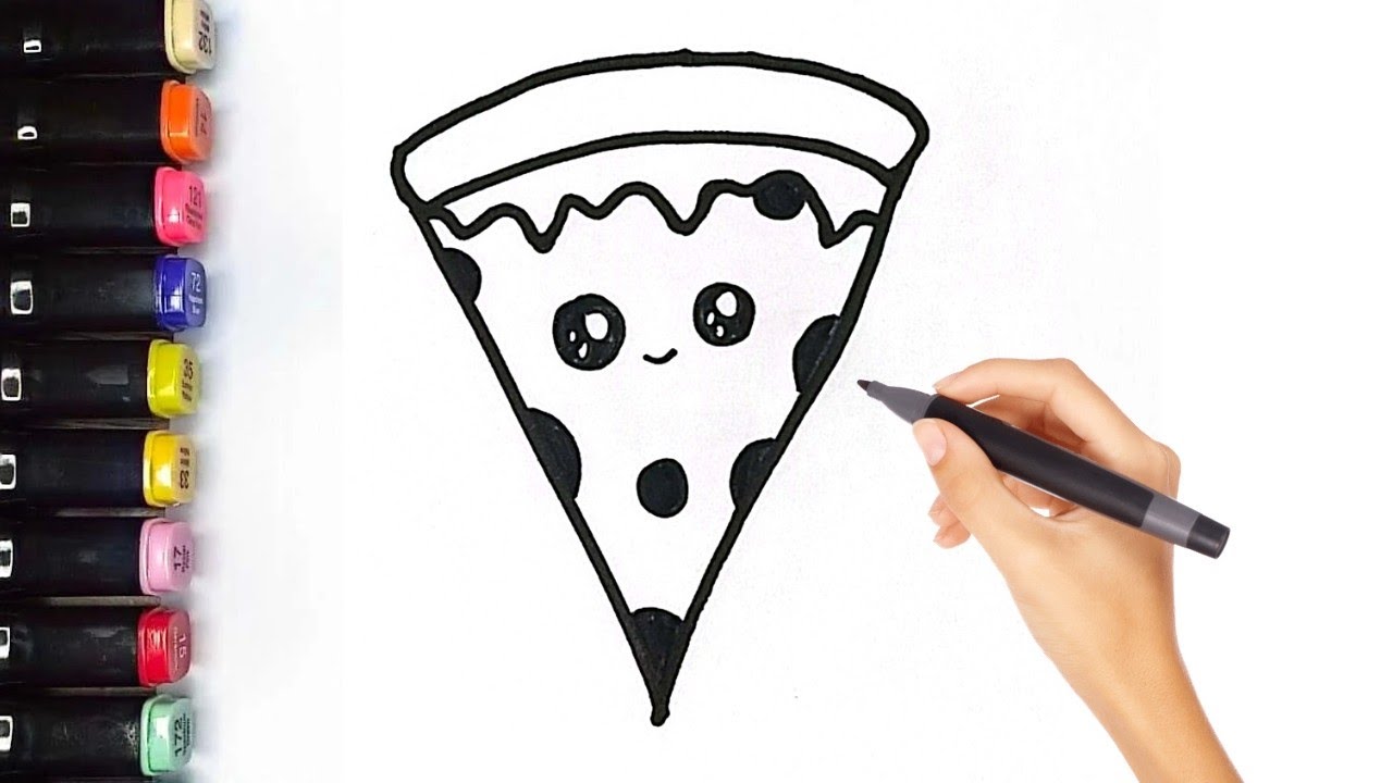 How to Draw Cute Slice of Pizza | Drawing and Coloring for Kids and ...