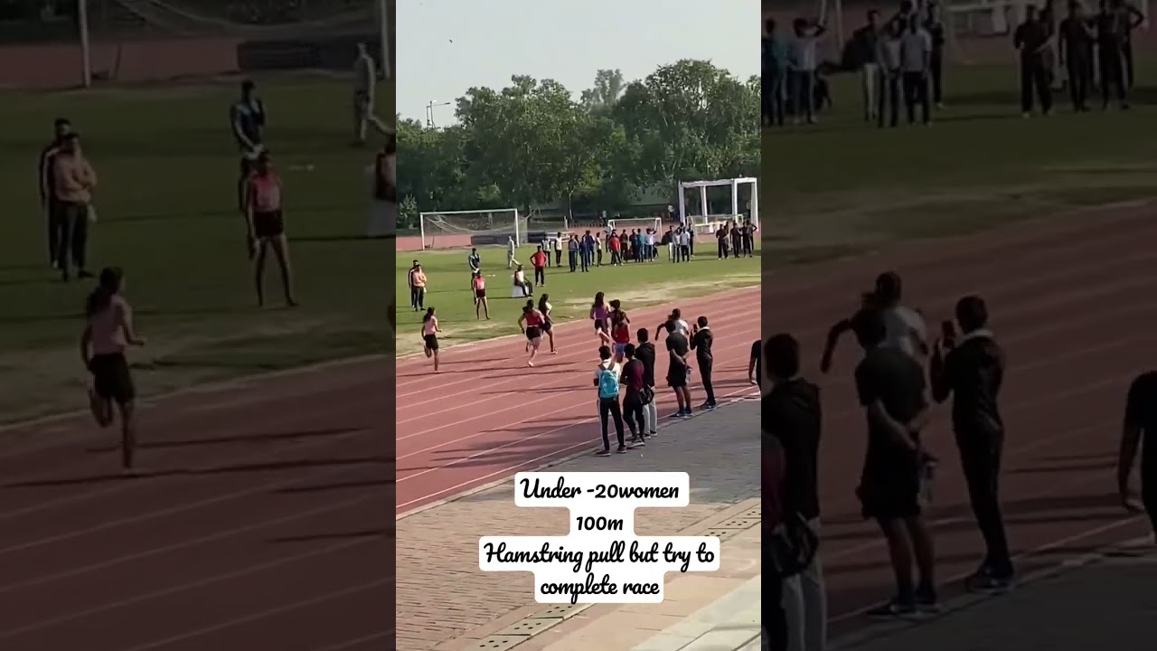 Hamstring pull but complete 100m -under 20 girls -#delhistate #100m #nehrustadium #runners - YouTube