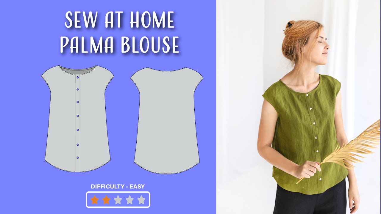 DIY Linen Blouse sewing tutorial for beginners | Palma blouse sewing ...