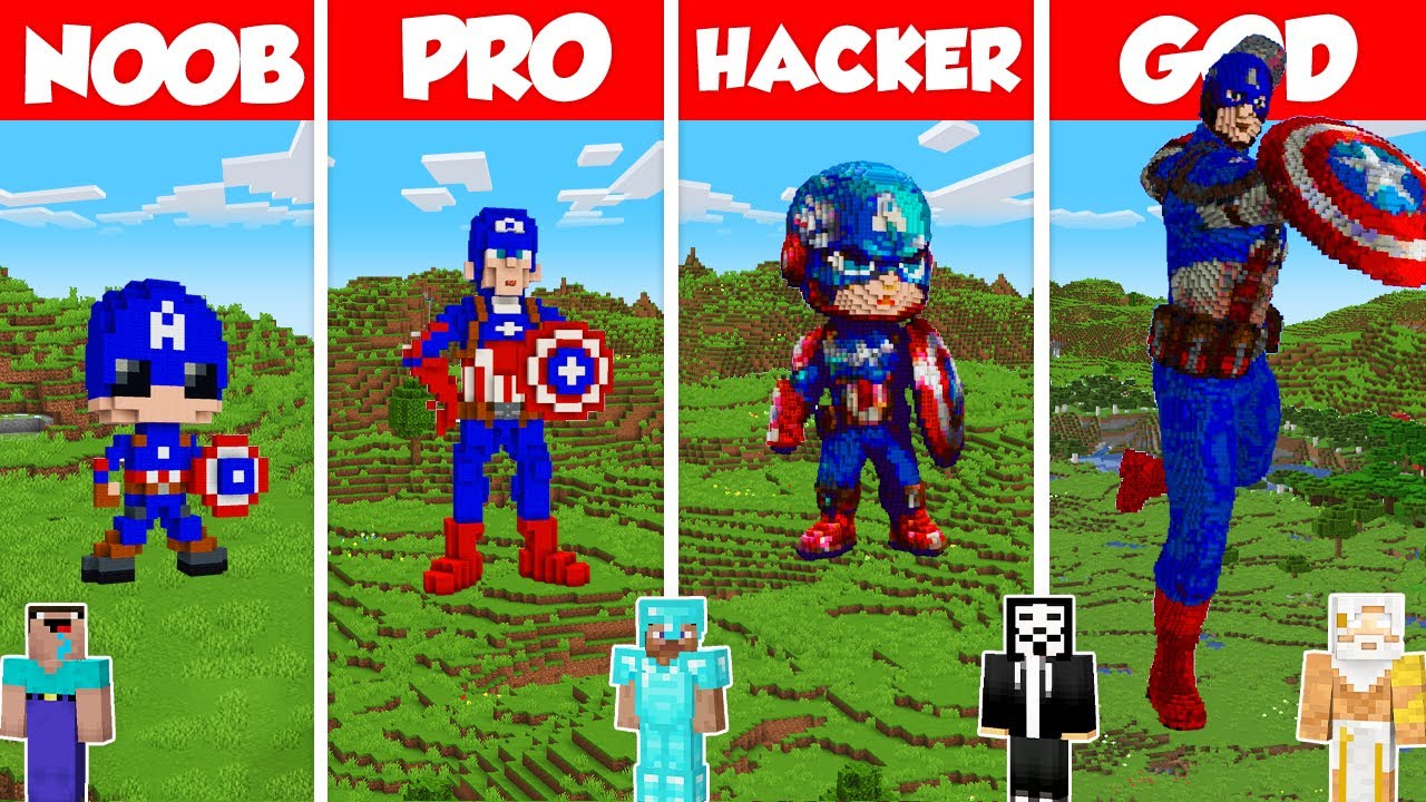 Captain America Statue Build Battle Challenge - Noob vs Pro vs Hacker ...