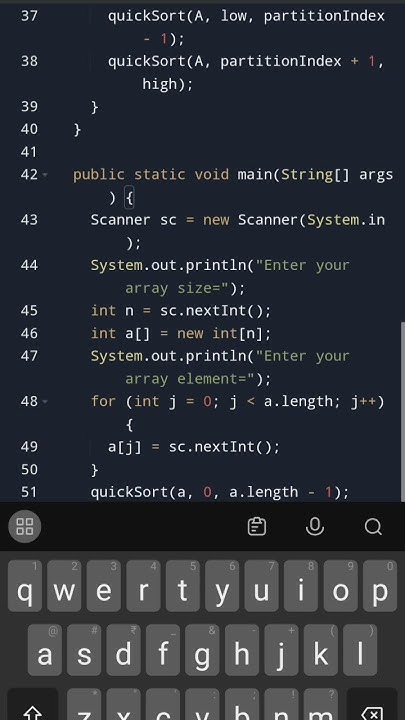 Quick Sort in java 😍😍#code #java code - YouTube