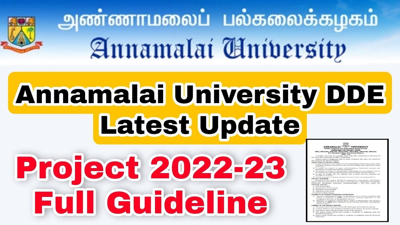 Annamalai University DDE Project Instructions Latest Update 👍 - YouTube