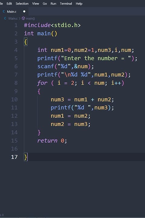 Write A Program To Print Fibonacci Series Using For Loop In C