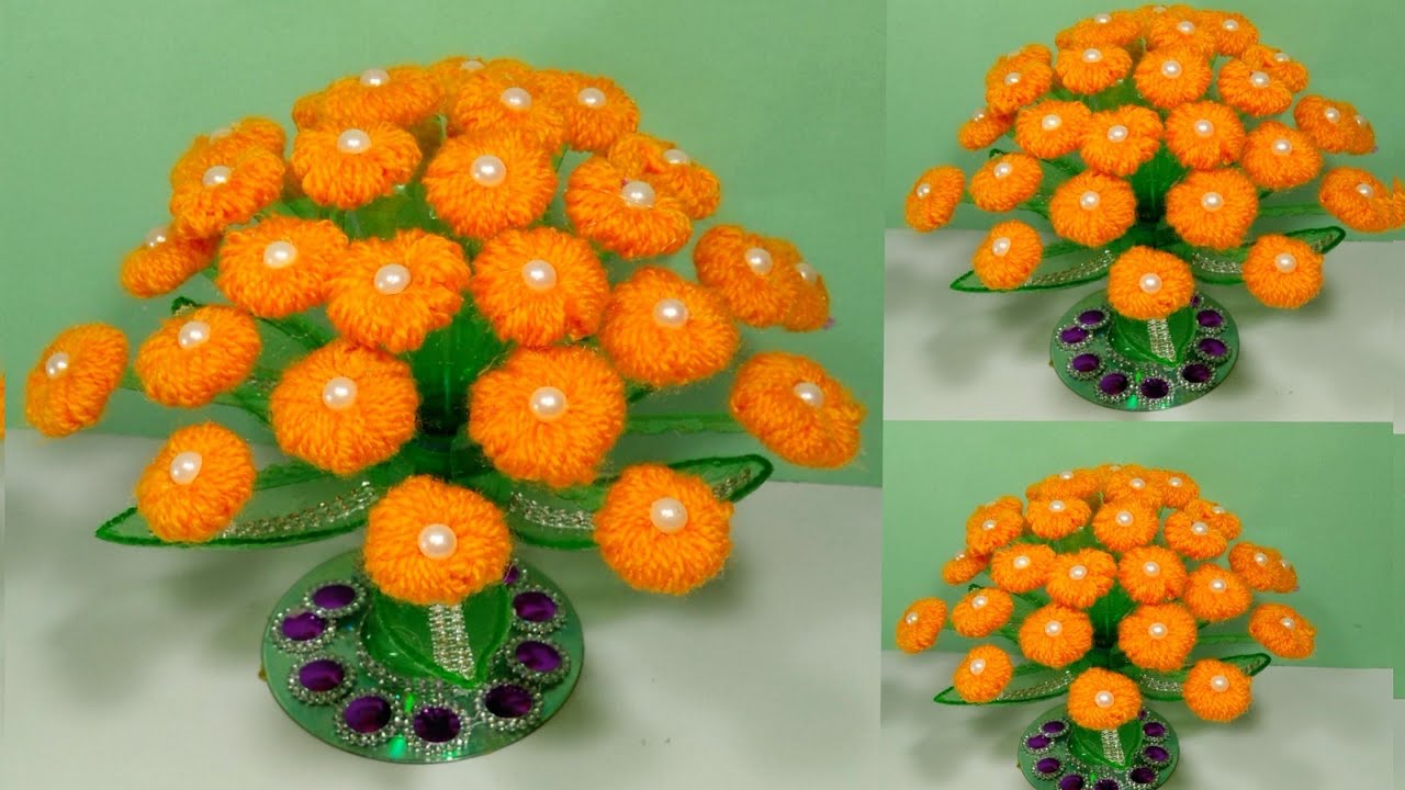 OSM PLASTIC BOTTLE GULDASTA DESIGN/WOOLEN GULDASTA/FLOWER VASE PLASTIC ...