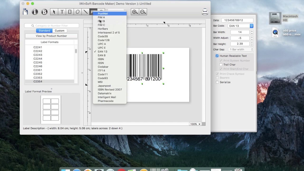 Create sequential barcodes with the visible serial number next to it ...