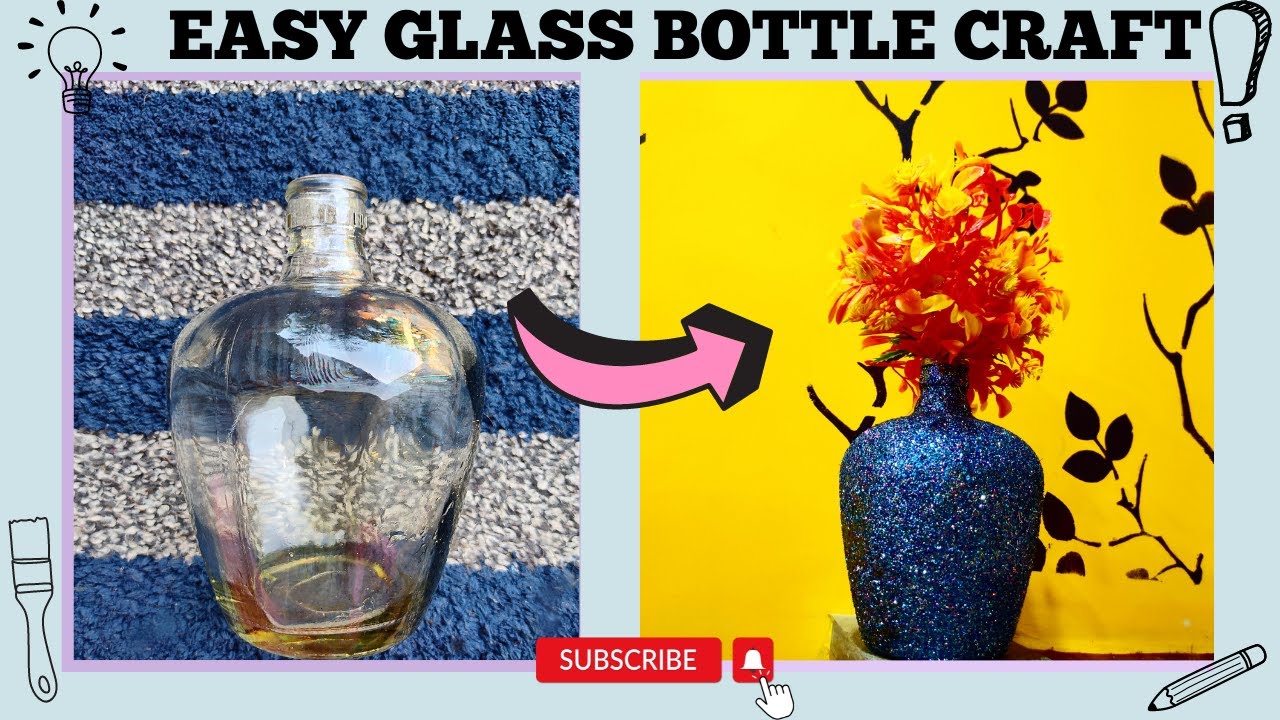 Easy Glass Bottle Craft - YouTube