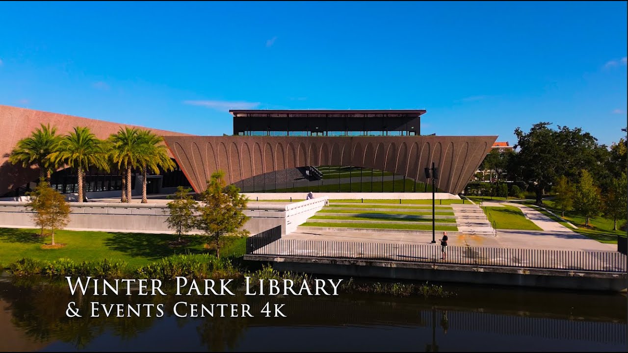 Winter Park Library 4K Aerial Drone Footage Sunrise Winter Park Events ...