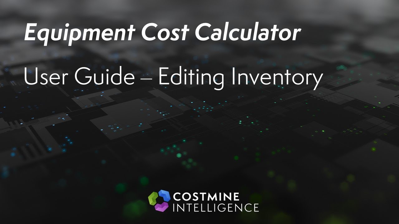 Equipment Cost Calculator - Editing Inventory - YouTube