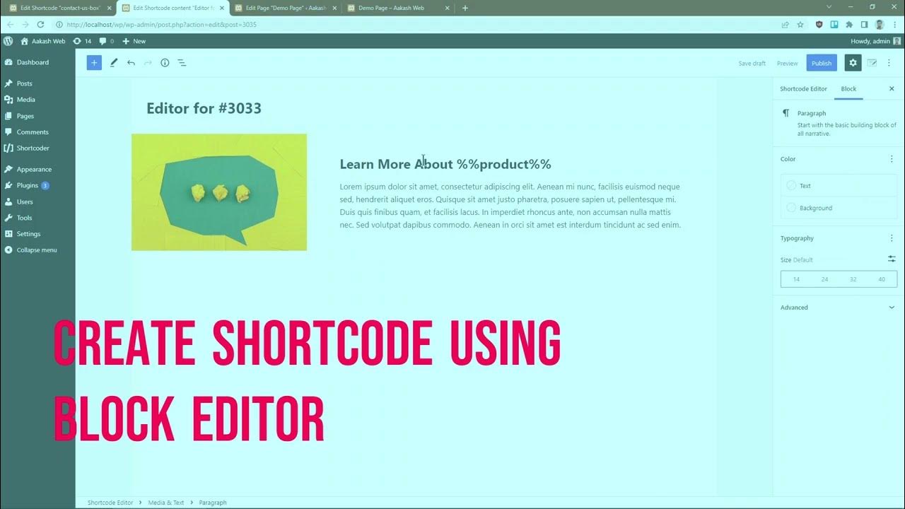 Create a Shortcode with Block editor in WordPress - YouTube