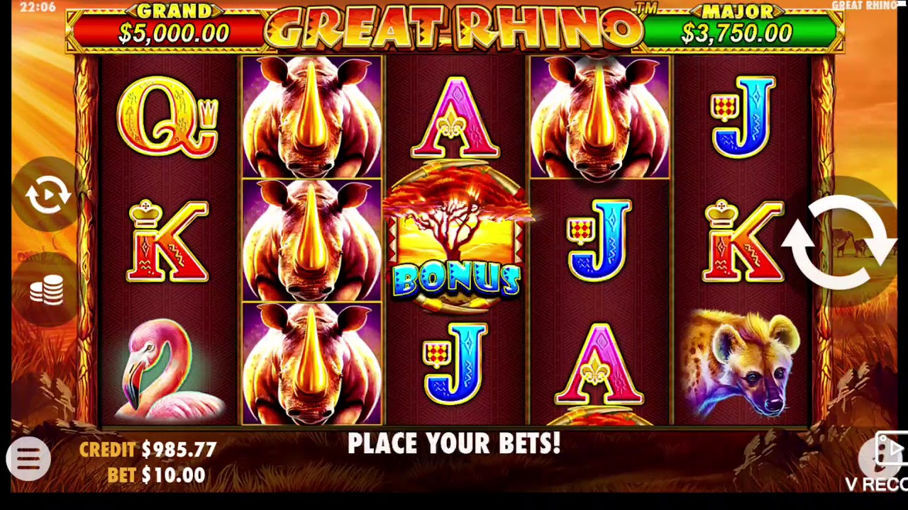 Bonus Great Rhino slotmachine game - YouTube