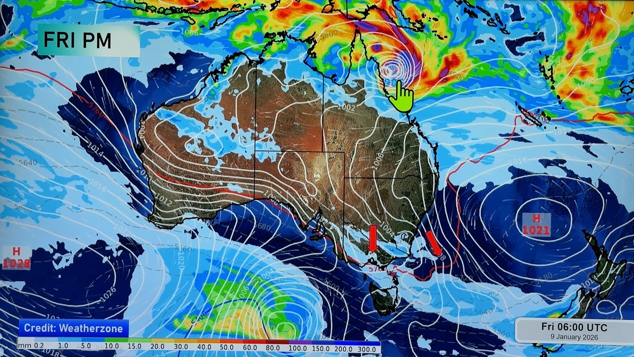 Oz: Qld Cyclone potential, Heat expands for many places - YouTube