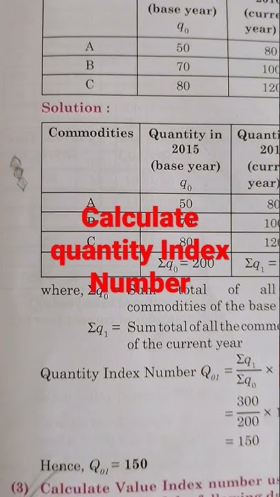Calculate a quantity Index number of the given data. - YouTube