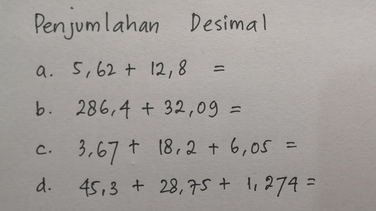 Cara Menjawab Penjumlahan Pecahan Desimal - YouTube