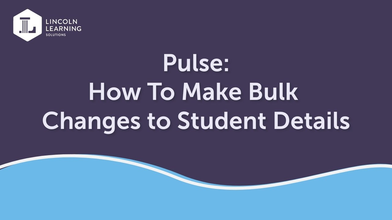 Pulse How To Make Bulk Changes To Student Details YouTube Pulse How To Make Bulk Changes To Student Details YouTube