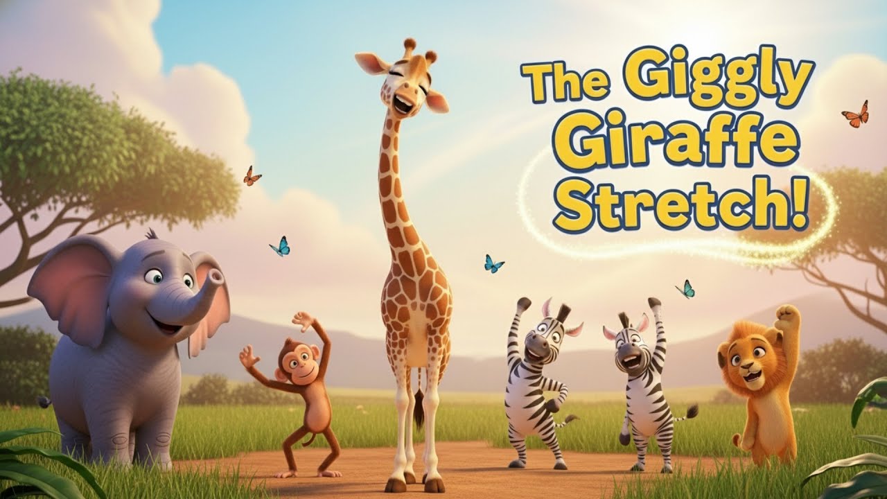 The Giggly Giraffe Stretch 3D Pixar Kids Song – Fun Animal Moves ...