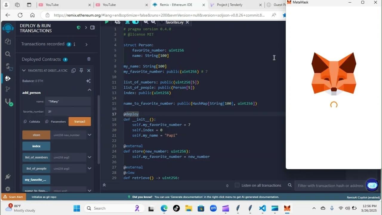 Python Papi / Smart Contracts - Vyper Moccasin Reference Types - Day 17 - Live Contract ...
