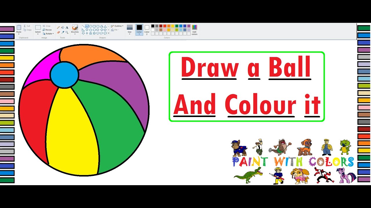 Draw A Ball And Colour It - Draw In Ms Paint - YouTube
