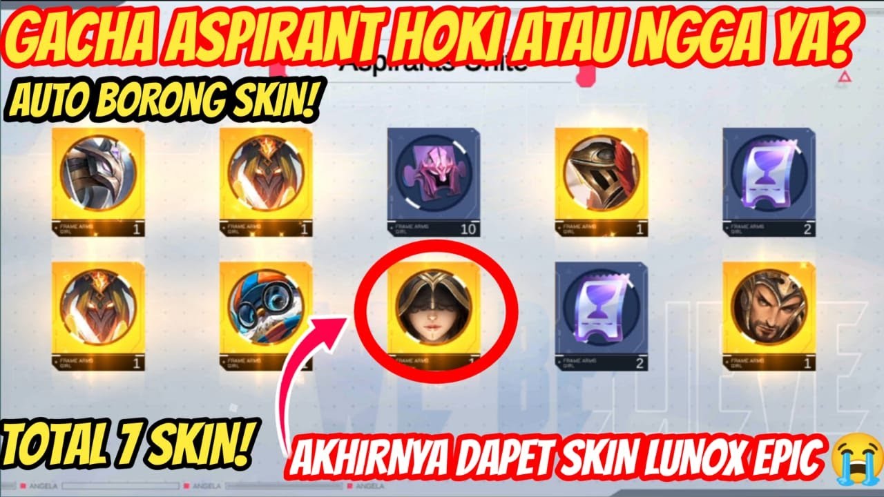 GACHA ASPIRANT FASE 2 RATE SKIN EPIC TINGGI BANGET! I GACHA ASPIRANT 2022 I RUBY ANGELA ASPIRANT ...