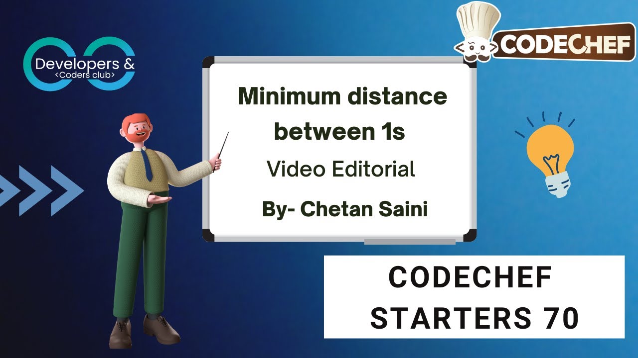 Minimum Distance Between 1s Starters 70 Codechef Dcc Nit A Youtube