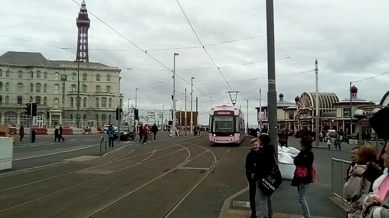 The new pink tram enters Blackpool North. 22 - YouTube