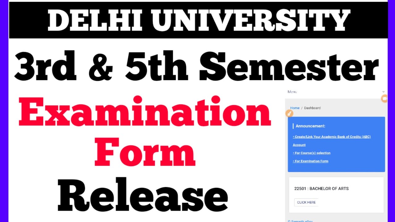 DU 3rd & 5th Semester Examination Form Release || Delhi University ...