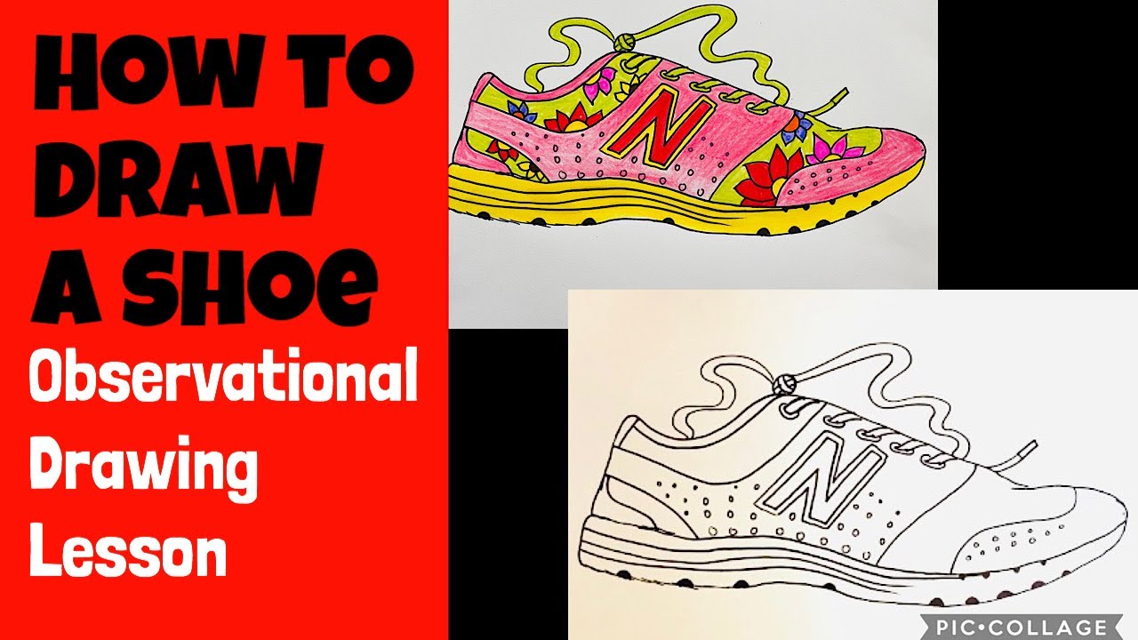 How to Draw a Gym Shoe: Observational Drawing For Kids - YouTube
