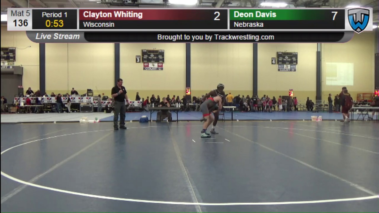 3277 Schoolboy 136 Clayton Whiting Wisconsin vs Deon Davis Nebraska ...