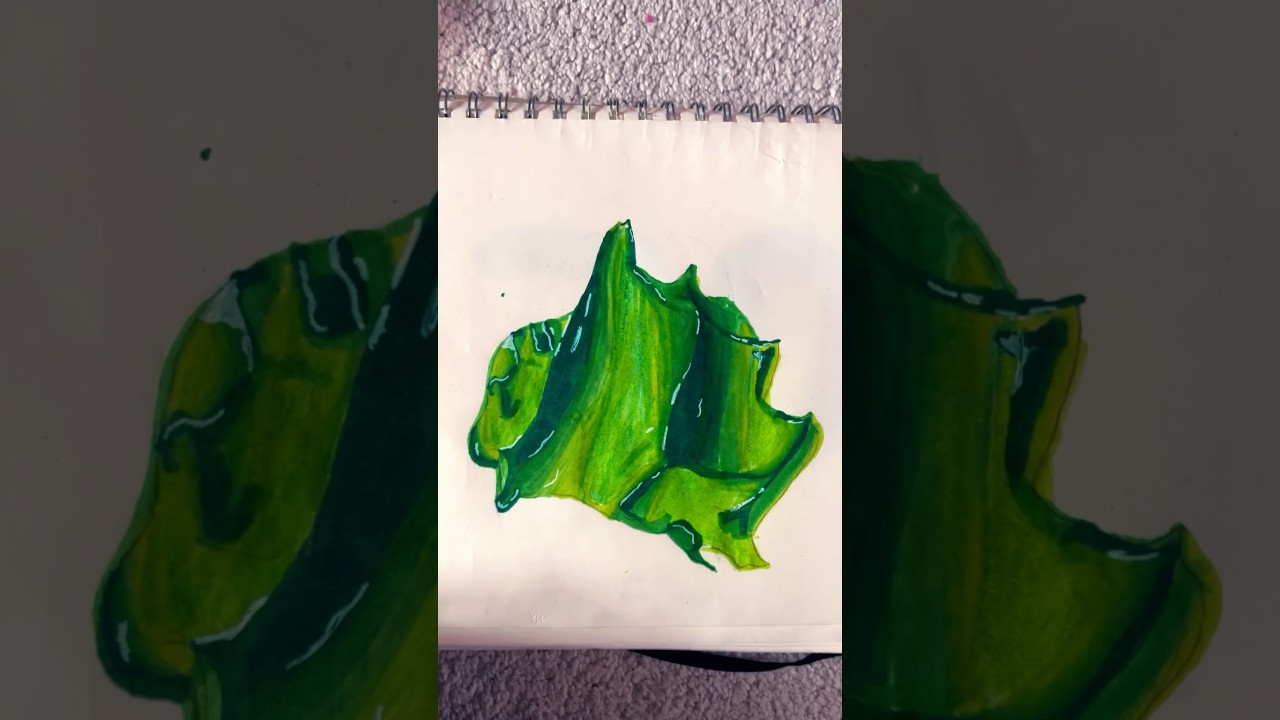 Drawing realistic green paint 🎨 #artcoaster - YouTube