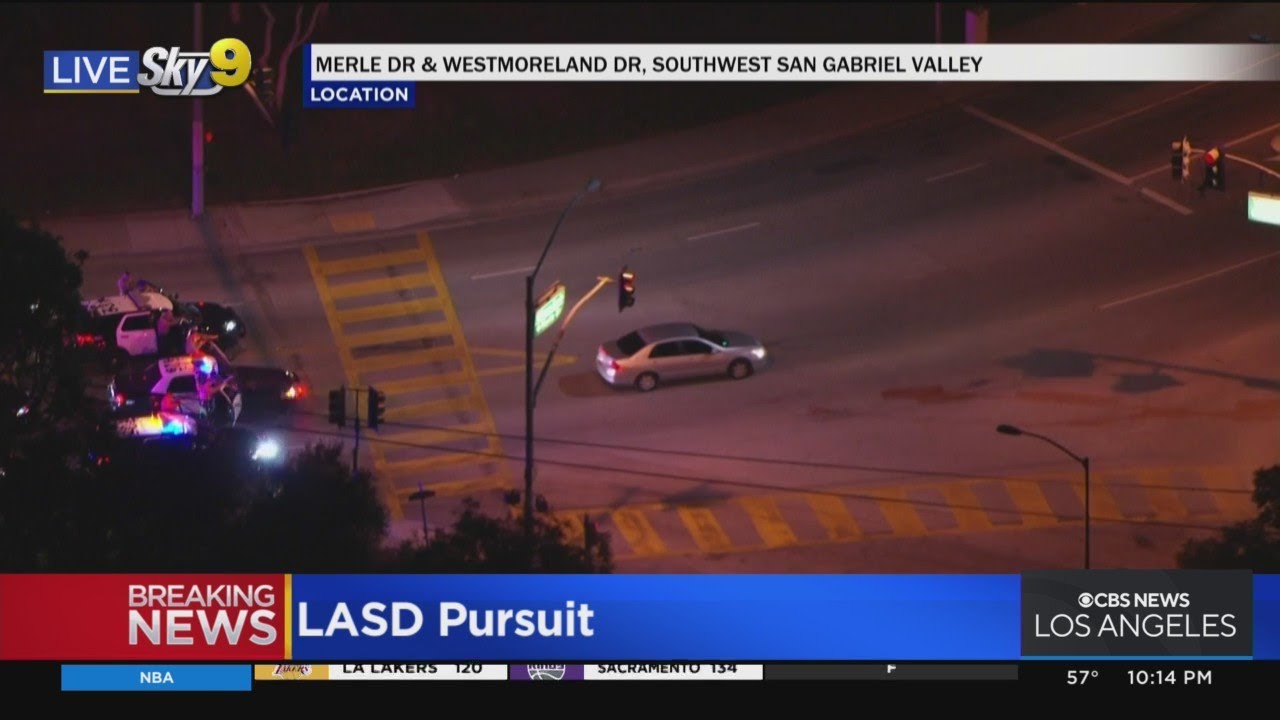 LASD in pursuit of possibly armed suspect in Montebello - YouTube