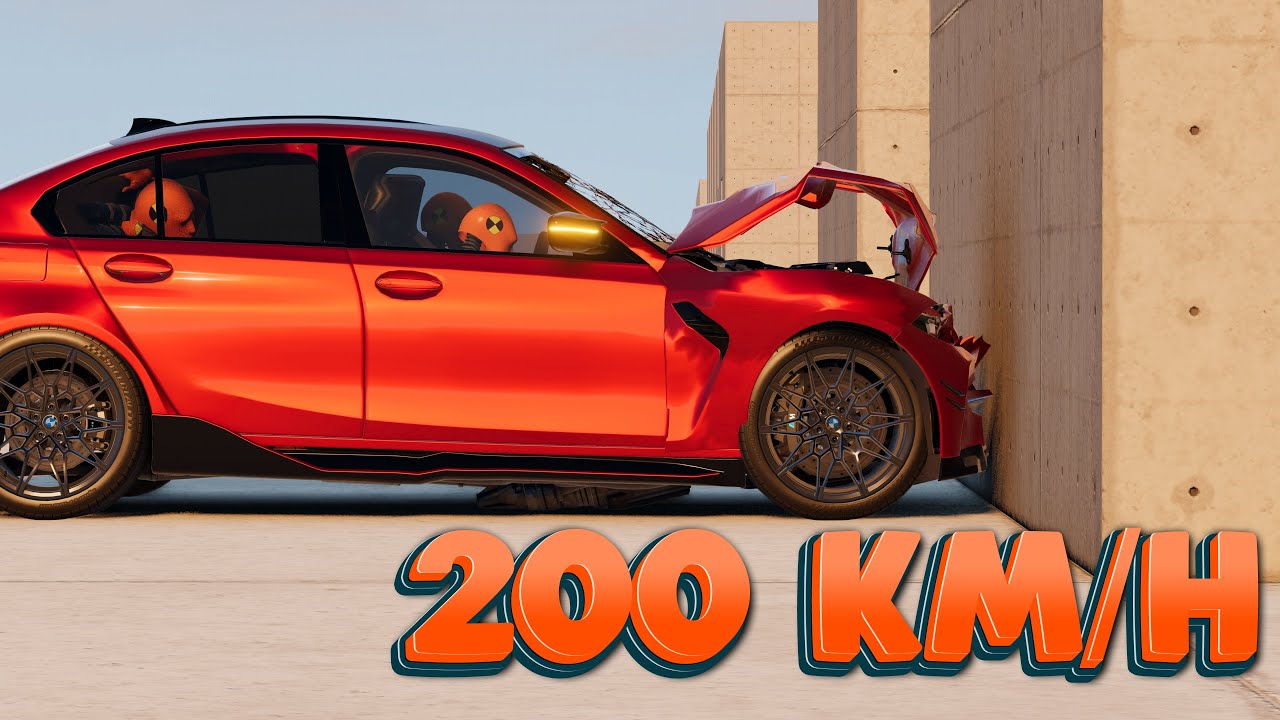 BMW M3 G80 VS Wall 200 KM/H - BeamNG.Drive - YouTube