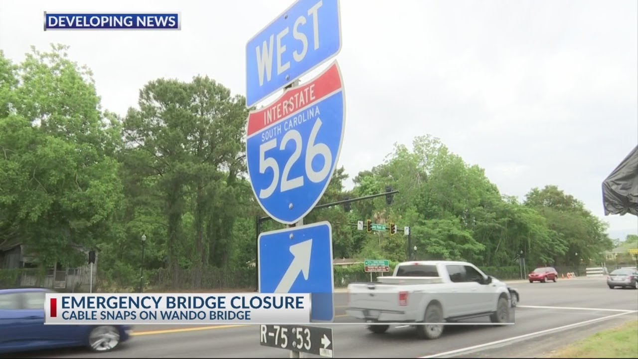 Snapped cables cause emergency closure, repair of Wando Bridge - YouTube
