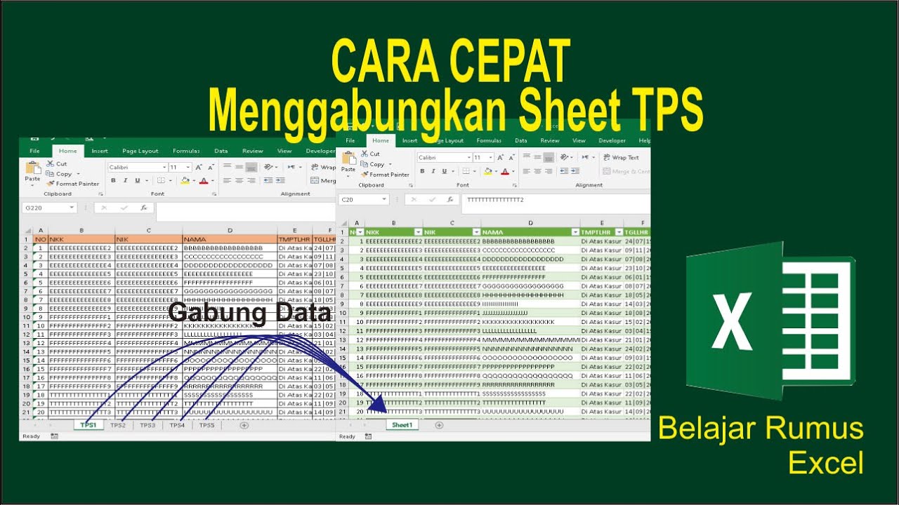 Cara Cepat Menggabungkan Sheet TPS di Excel - YouTube