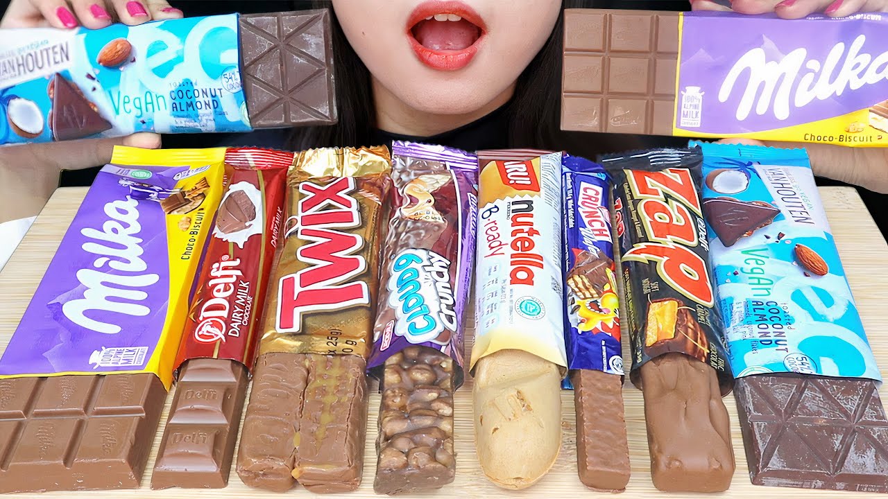 ASMR CHOCOLATE BARS 🍫 NUTELLA B-READY, TWIX, MILKA, VANHOUTEN, ZAP ...