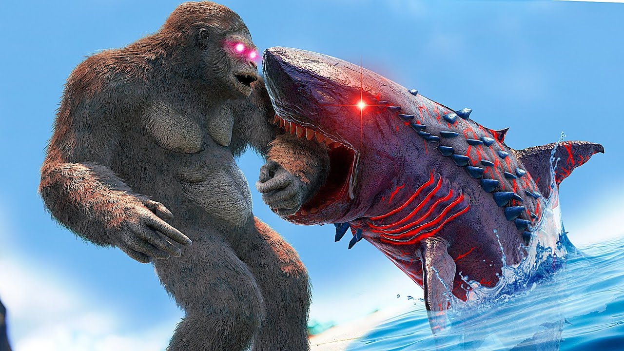 Enfrentei o Colossus Megalodon Lv1000 Evoluí o Kong ao Max! ARK MEGGA ...