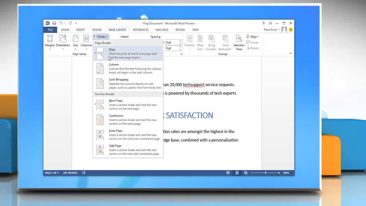 Insert Section Breaks and Page Numbering in Microsoft® Word 2013 ...