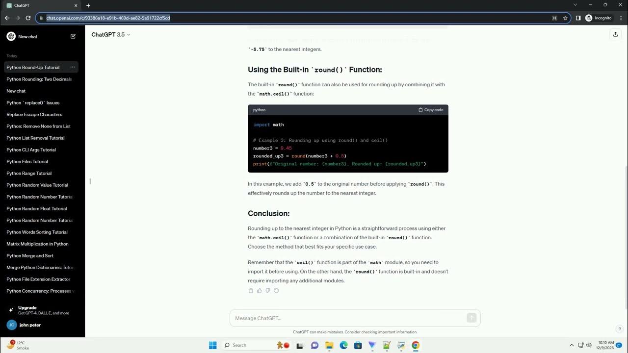 python round up to integer - YouTube