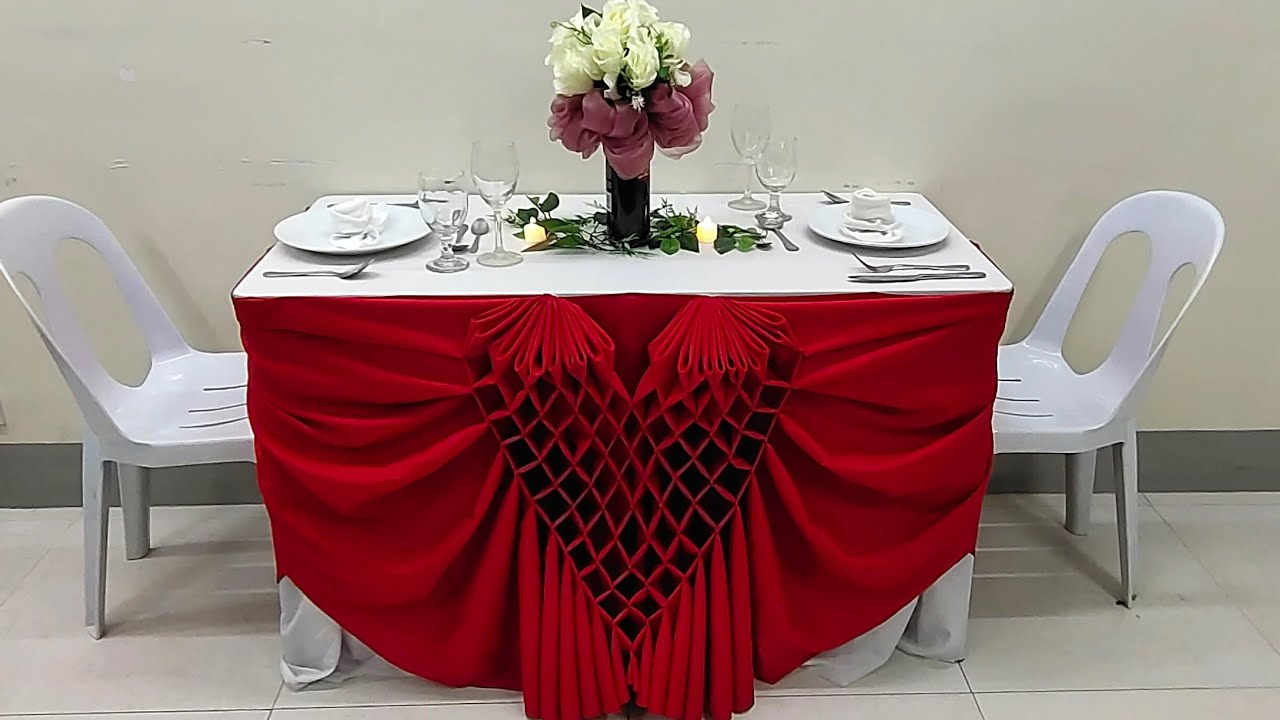 Heart shaped design for valentine's day or wedding event table skirting ...
