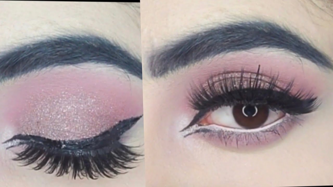 pink glitter eyeshadow tutorial step by step|| easy eye makeup|| - YouTube