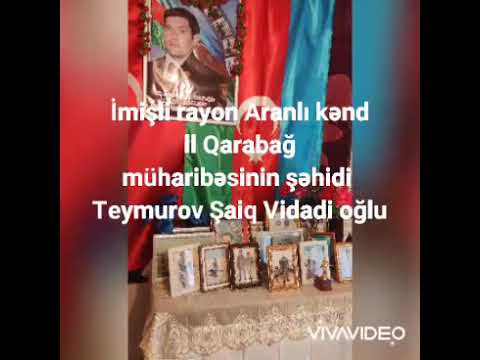 İmişli rayon Aranlı kənd ll  Qarabağ müharibəsinin  şəhidi  Teymurov Şaiq Vidadi oğlu