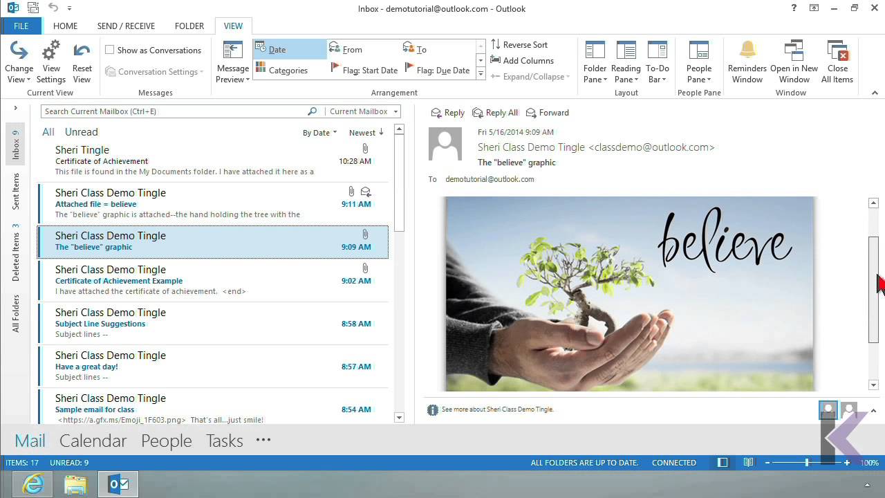 Microsoft Office Outlook 2013: Setting Message Previews - YouTube
