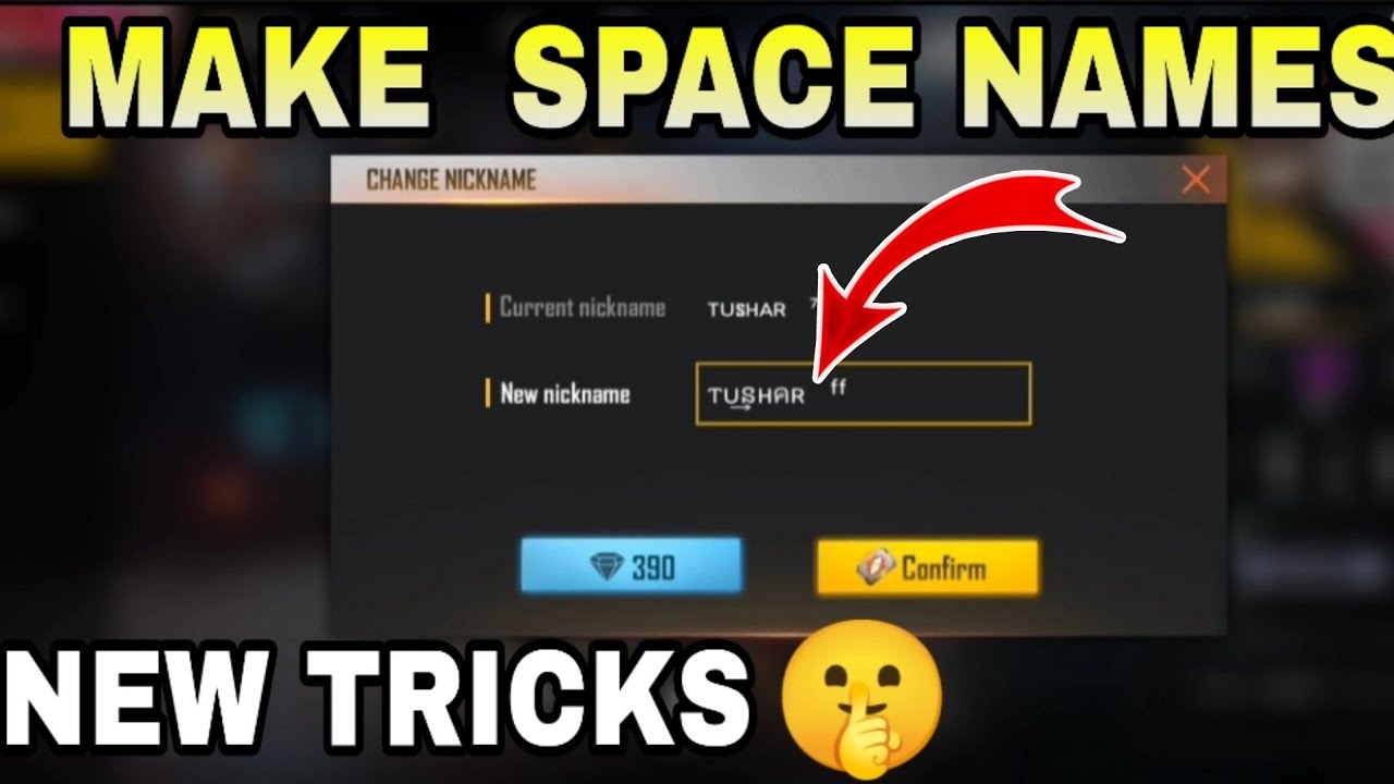 How to Give space in free fire Name | Name change in garena free fire ...