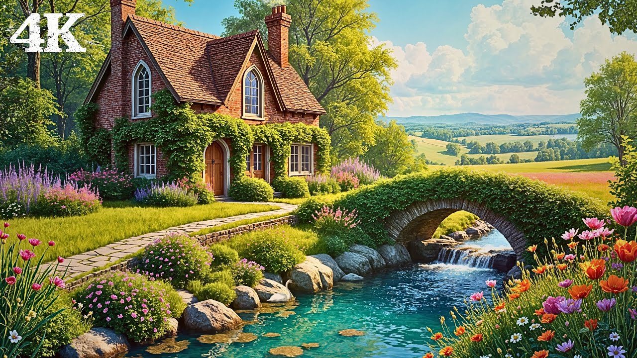 Tranquil Cottage Ambience | Let Your Mind Drift with Flowing Water ...