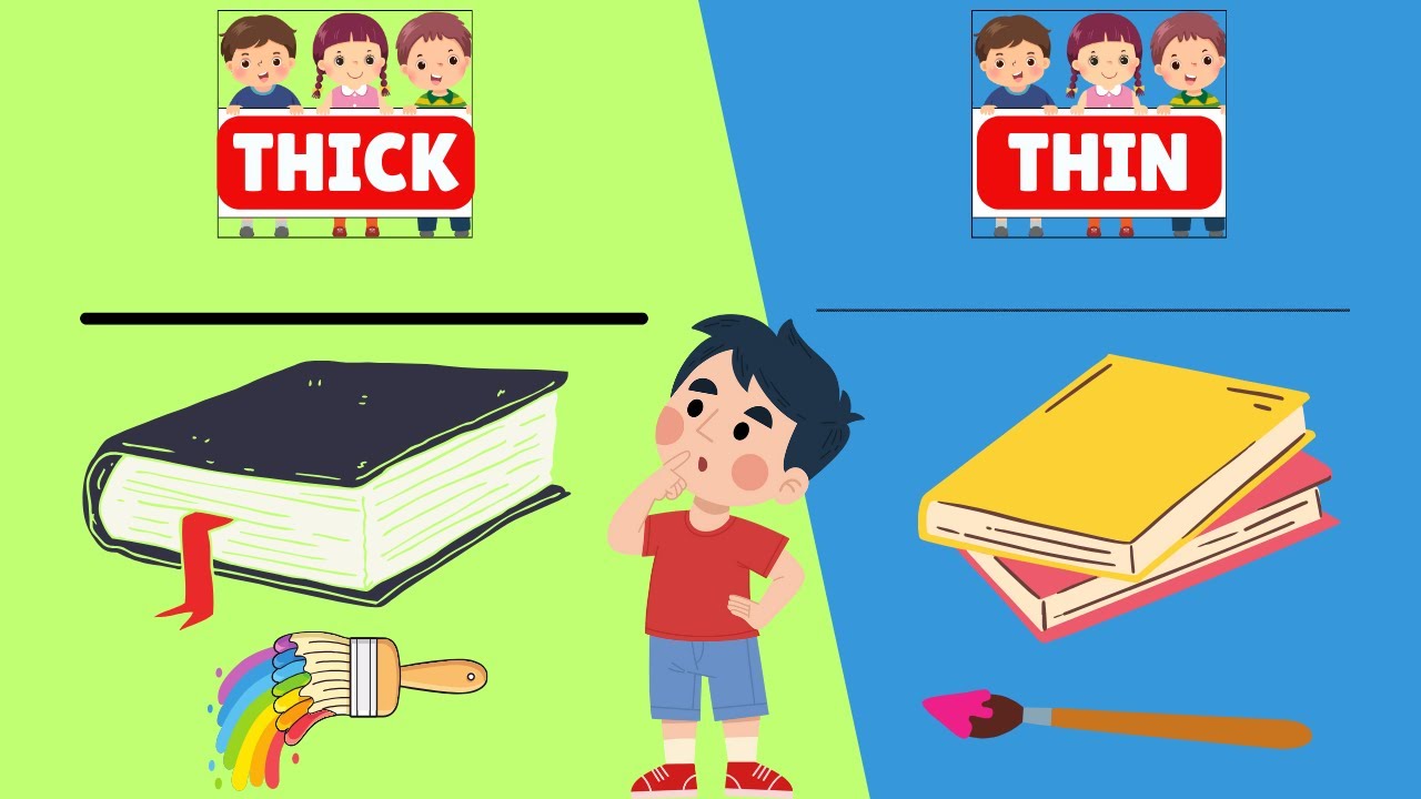 Thick and Thin Concept for Kindergarten, Comparison for kids, Pre ...
