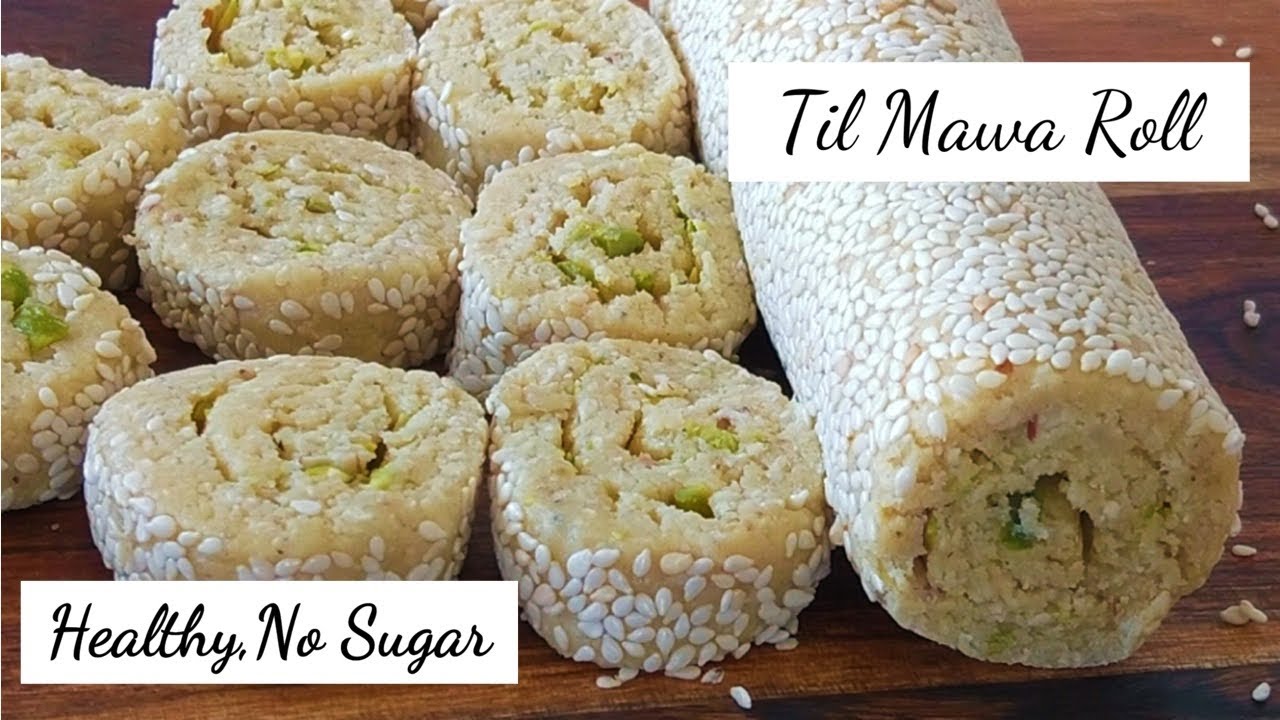 Til Mawa Roll without Sugar | Til gud gajak recipe | sesame seeds ...