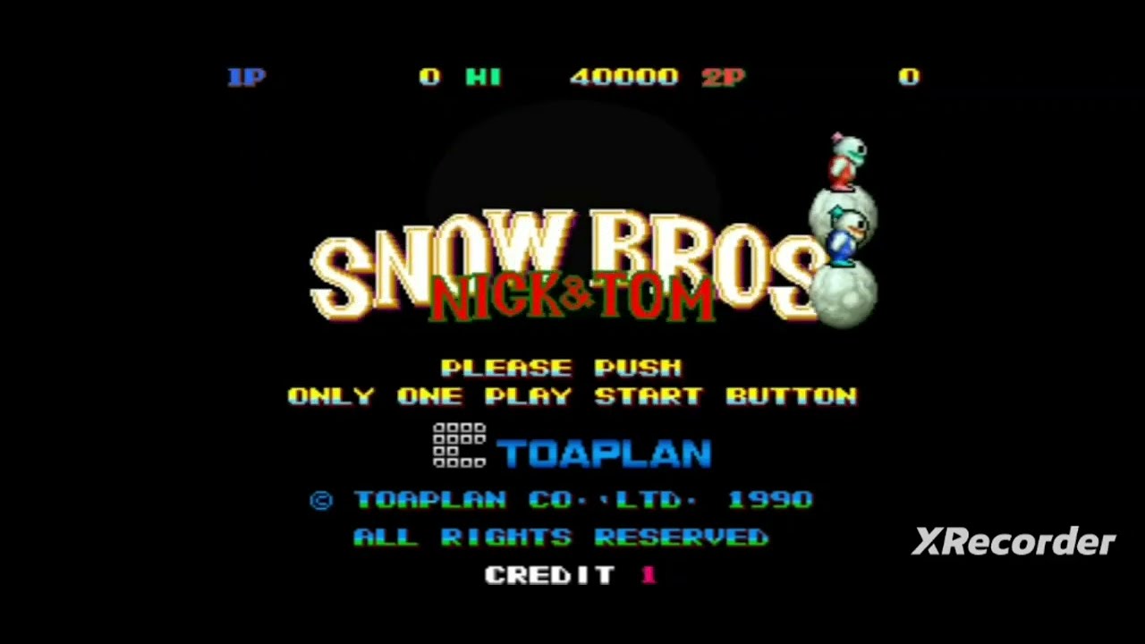 SNOW Bros ARCADE Nick and Tom Perfect gamelplay levels 1 - 10 TOAPLAN ...