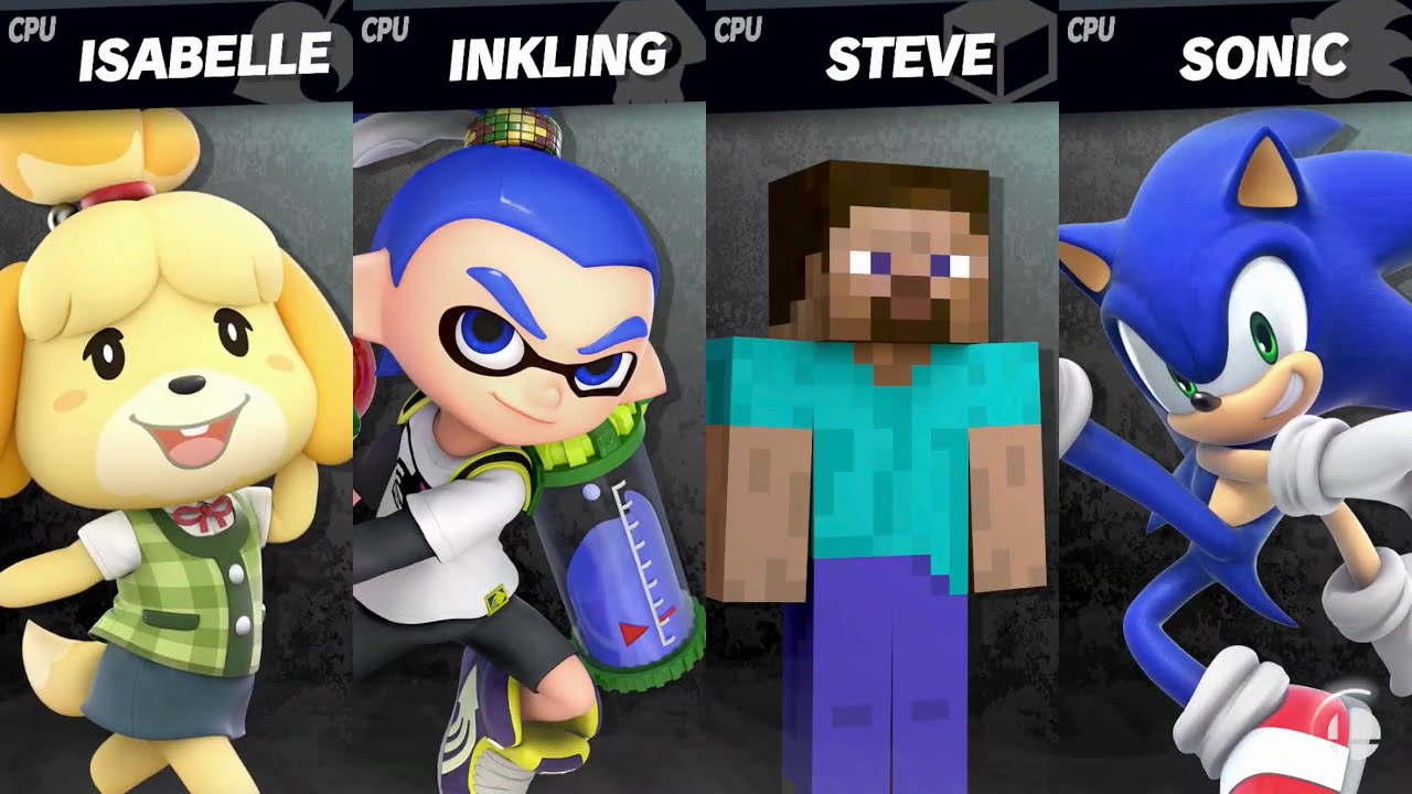 Super Smash Bros. Ultimate - Isabelle vs Inkling vs Steve vs Sonic ...