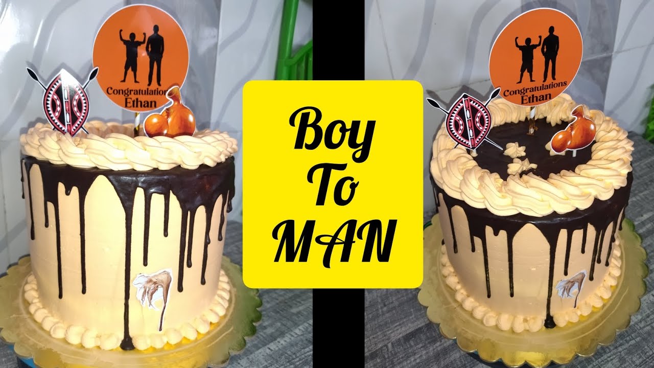 How to Decorate a Simple TRANSITIONING To MANHOOD Themed Cake🎂 ...