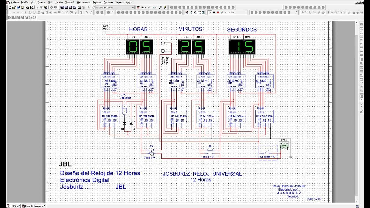 Reloj Digital 12 horas Elaborado MultiSim Simulador - (2) - YouTube