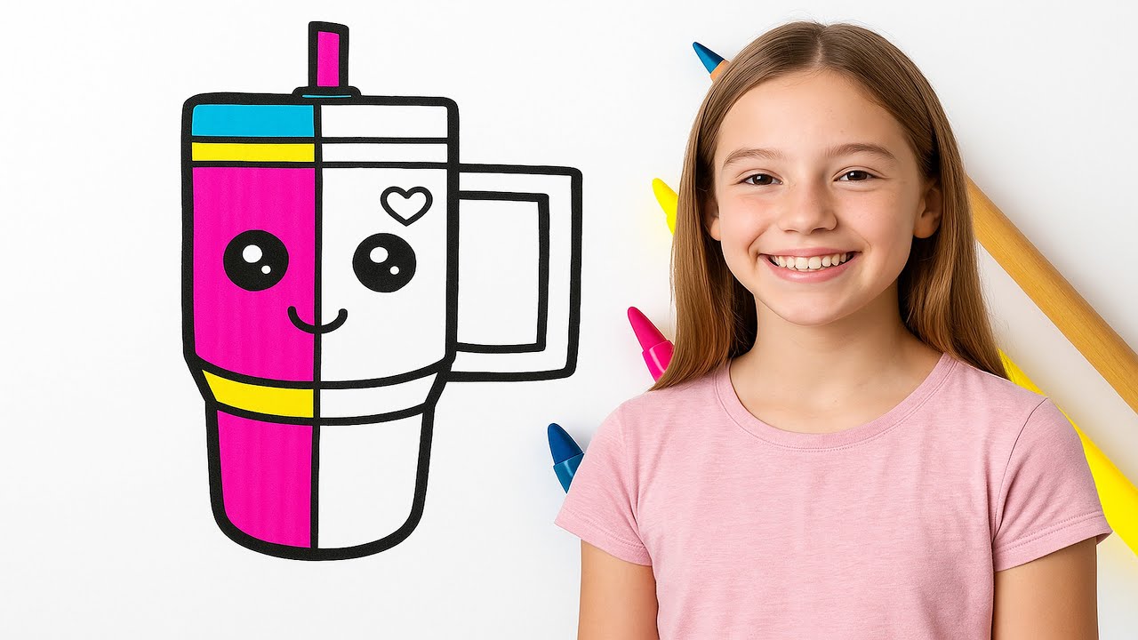 How to Draw a Cute Sippy Cup for Kids | Easy Step-by-Step Drawing ...